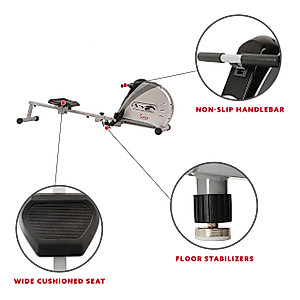 Sunny Health & Fitness Rowing Machine Rower Ergometer with Digital Monitor, Inclined Slide Rail, 220 LB Max Weight and Foldable - SF-RW5606