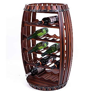 Vintiquewise Rustic Barrel Shaped Wooden Wine Rack for 23 Bottles