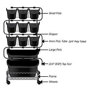 Watex Mobile Green Wall (Single Frame, Black), BPA Free Planters