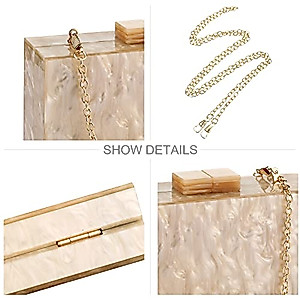 Acrylic Purses and Handbags with Marbling for Women Elegant Banquet Evening Crossbody Handbag Box Clutch (Apricot)