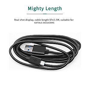 Air Flying wing Type-C Charger Charging Cable for Sony WH-1000XM3 WF-1000XM3 WH-XB900N WH-CH510, AKG Y400, Y600NC, Bose NCH700 Wireless Headphones (5FT Black)