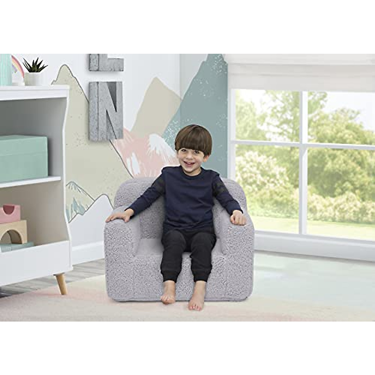 Delta Children Cozee Sherpa Chair, Grey