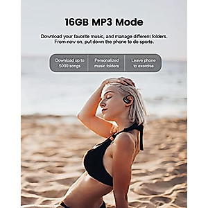 CYBORIS Wireless Bluetooth Headphones, IPX8 Waterproof Swimming Headphones, 16GB Mp3 Player Workout Headphones - Built-in Bone Conduction Waterproof Horn in-Ear Earphones for Run, Swim, Cycle