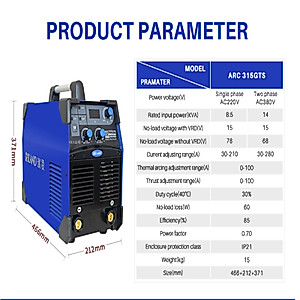 Dual Voltage 220V 380V ARC MMA ELectric Welding Machine IGBT Inverter Welder Single Phase Two Phase 30-280A (Color : PackageA)