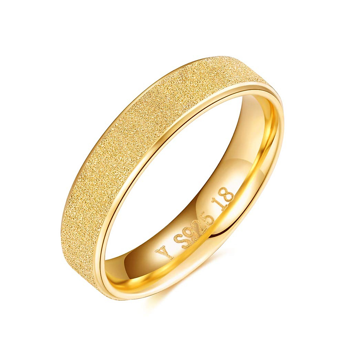 AVECON 18k Gold Plated Sterling Silver Matte Finish Scrub Ring for Women Size 7