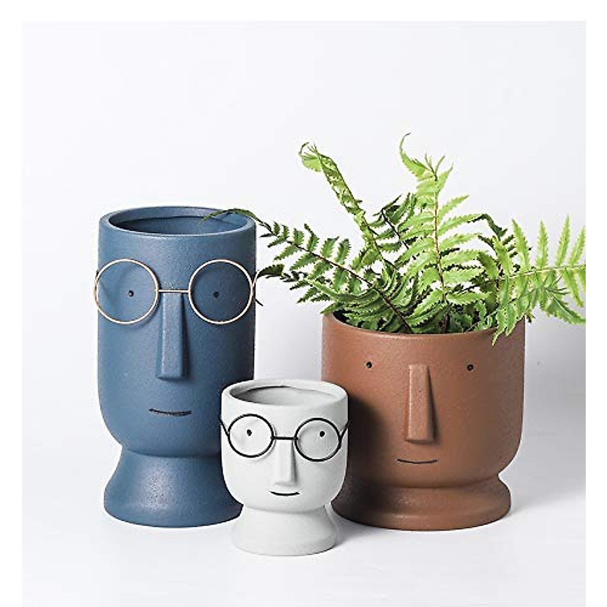 YLTTON Face Planters Pots,Terracotta Plant Pot Unglazed Modern Ceramic Human Face Succulent Head Planter Pot Indoor Clay Bonsai Containers with Drainage Holes/Saucer (5.12 inch-Terracotta)