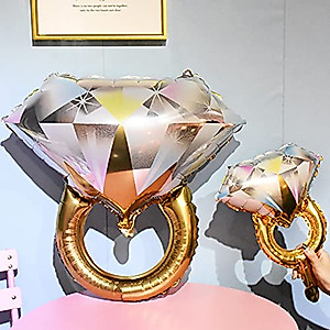 2Pcs Diamond Ring Aluminum Balloon,Wedding Bridal Shower Marriage Engagement Party Supplies