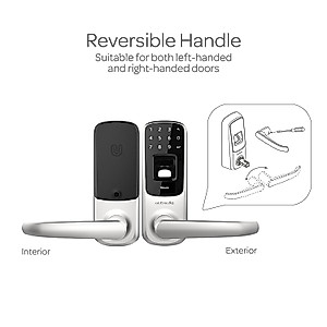 Ultraloq UL3 Fingerprint and Touchscreen Keyless Smart Lever Door Lock (Satin Nickel) | 3-in-1 Keyless Entry | Secure Finger ID | Anti-peep Code | Premium Construction Material | Match Home Aesthetics