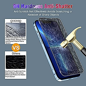 QHOHQ 2 Pack Privacy Screen Protector for iPhone 13 Pro Max 6.7" with 2 Packs Camera Lens Protector, Full Screen Tempered Glass Film,9H Hardness Anti-Scratch, Anti Spy, Easy to install - Case Friendly