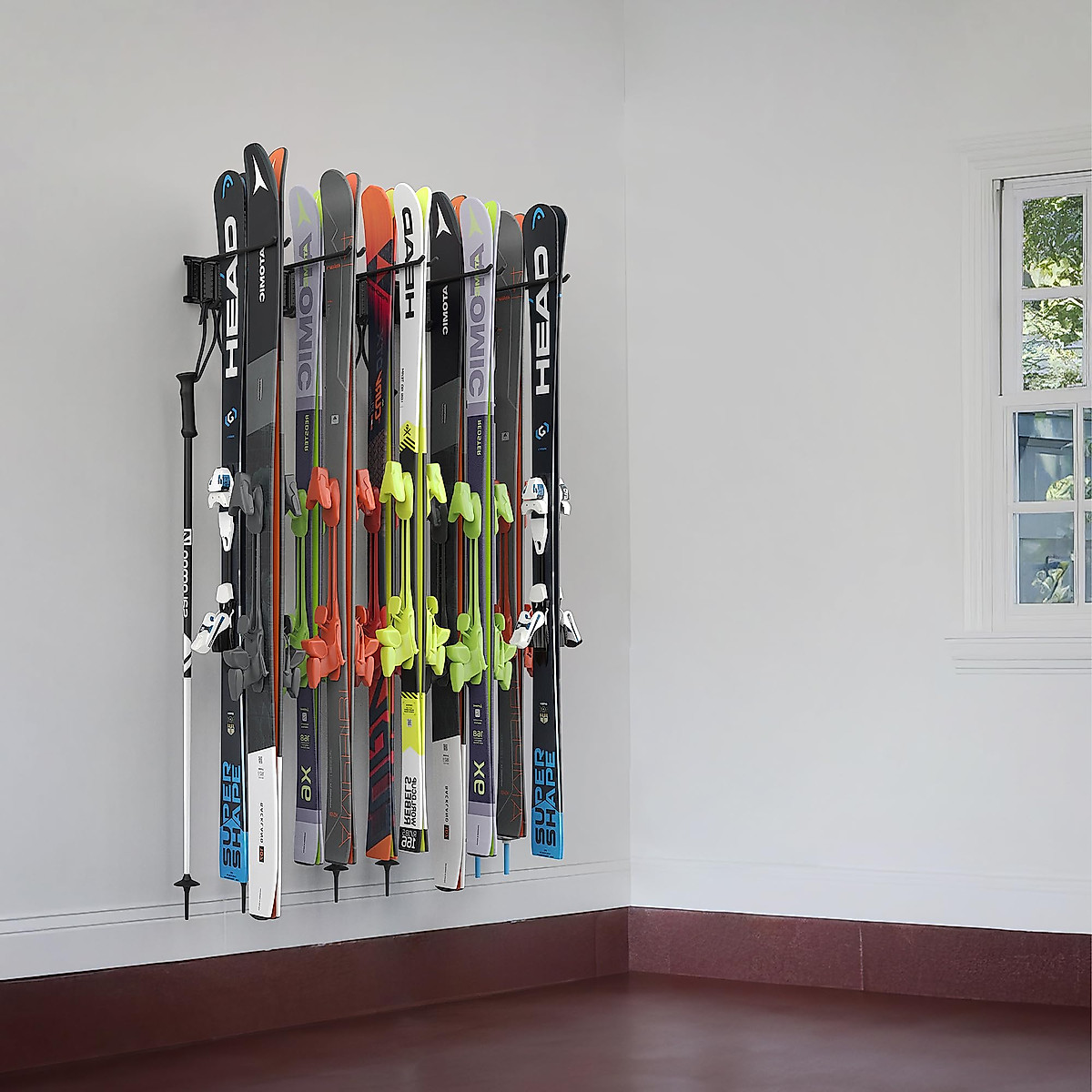 Ultrawall Ski Rack, Wall Mounted Ski Storage for Garage Storage Organizer System, 10 Pairs of Skis Holder for Home Shed, Holds Up to 300lbs