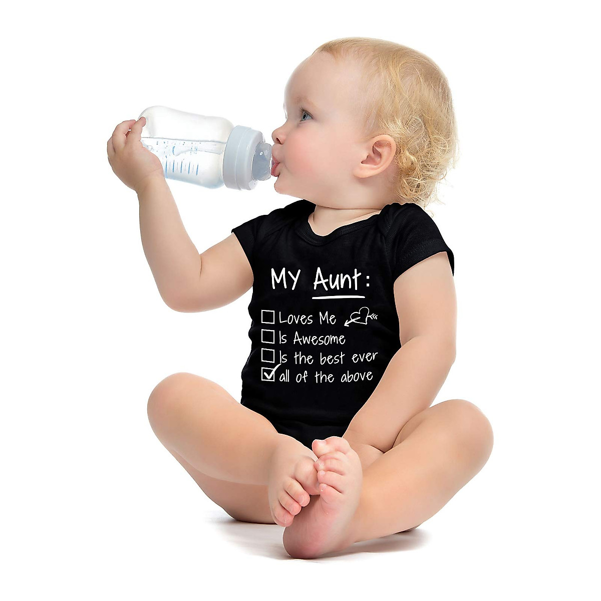 SOBOWO My Aunt Loves Me Baby Clothes Funny Baby Bodysuits Pregnancy Announcements Onsies Romper Jumpsuits for Newborn Boys Girls 0-6 Months (3-6 Months, My Aunt Loves Me Black)
