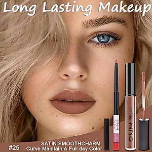 2pcs Matte Deep Rose-Beige Lip Liner and Lipstick Makeup Set,Nude matte Liquid Brown Lipstick 24H and Lip Liner Set Matt Liquid Lips Make Up Waterproof Long Lasting Lipstick Matte Kit（#25）
