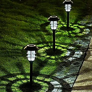 SOLPEX Solar Outdoor Lights, 8 Pack Solar Pathway Lights, Up to 10 Hrs Auto On/Off Garden Lights Waterproof, Solar Powered Landscape Lighting for Yard, Garden, Walkway-(Cold White)