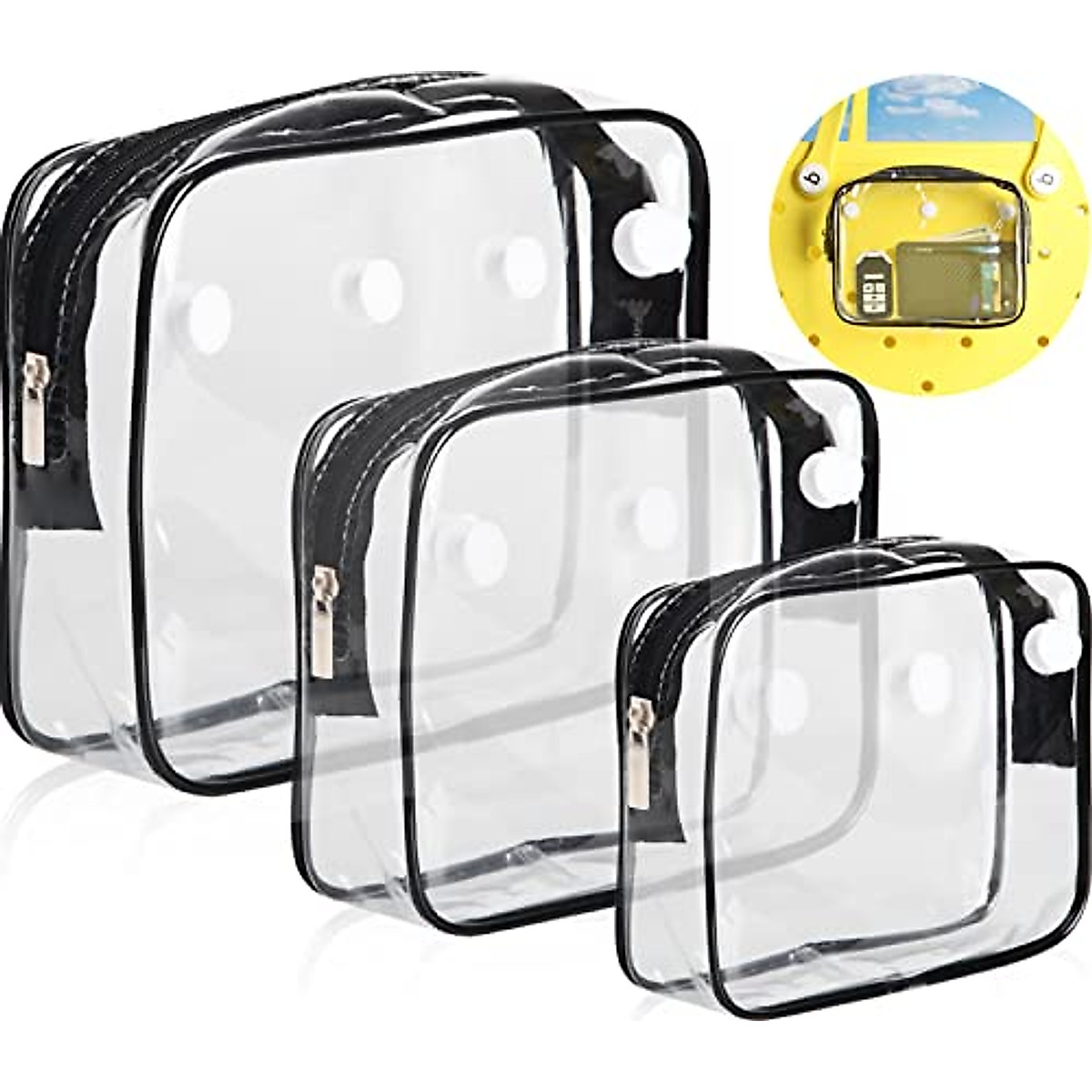 3 Packs Clear Bogg Beach Tote Bag Accessories-clear Designer Zipper Insert Bag(for 19*15*9.5 and 15*13*5.25), Travel Makeup Clean Toiletry Brush Organizer Cosmetic Divider Storage Inner Pouch (Black)