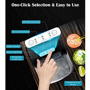 EVAMOKE Ice Makers Countertop with Handle, Nugget Ice Cubes Ice Machine with Basket and Ice Scoop, Portable Ice Maker 9 Cubes Ice Black Mini Bullet Ice Maker Small, Ice Maker for Home&Kitchen&Office