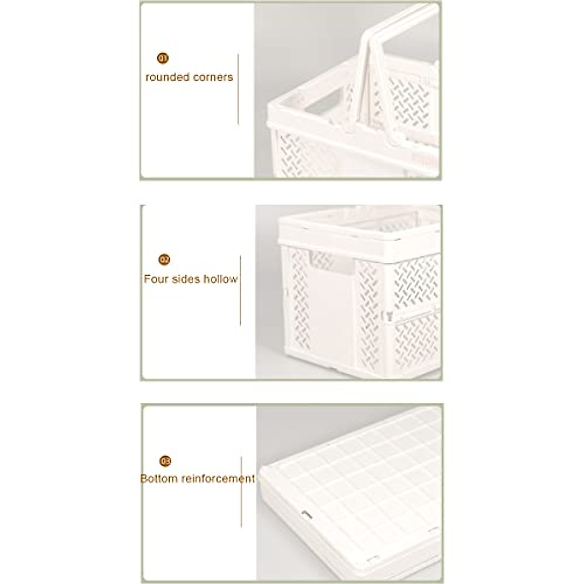 [2-Pack] Plastic Baskets for Shelf Storage Organizing, Durable and Reliable Portable Folding Storage Crate, Ideal for Home Kitchen Classroom and Office Organization, Bathroom Storage-Pink