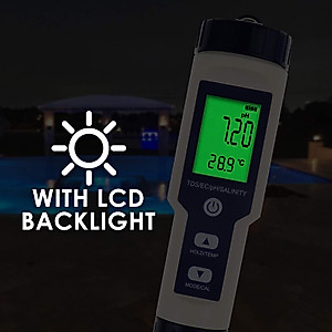 DANOPLUS 5 in 1 Digital pH Meter with TDS/EC/Salinity/Temperature Measurement Waterproof Highly Accurate Multi-Parameter Tester