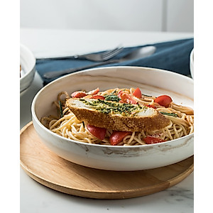 LYEOBOH Serving Bowls for Entertaining, Large Pasta Serving Bowl, 57 OZ., Set of 2 Porcelain Decorative Bowl for Thanksgiving Christmas, Shallow Vegetable Bowls for Fruit, Snacks, Kitchen Prep