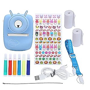 Kids Digital Selfie Camera P01B Print 2.4inch IPS Display Video Recorder Dual Lens 1800W Camera for Kids Kids Camera (Blue)