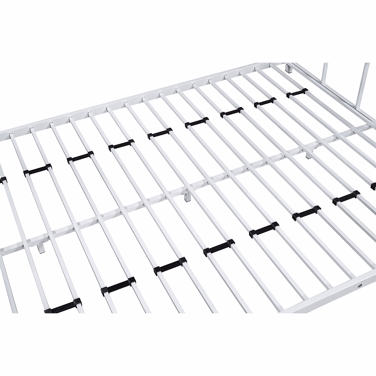 PVWIIK Full Size Montessori Toddler Floor Bed with Headboards and Footboards, Metal House-Shaped Bed Frame with Soundproof Strip for Girls and Boys, Kids Playroom, No Box Spring Needed (White)