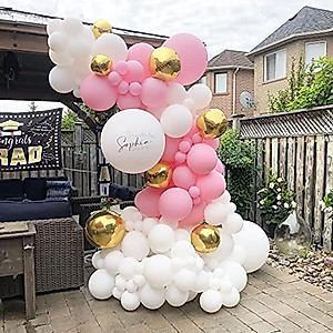 White Balloons 84 pcs White Balloons Garland Arch Kit 5 inch +12 inch +18 inch Pastel White Balloons Happy Birthday Balloons Baby Shower Decorations Wedding Balloons