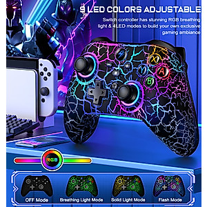 Svetaecho Wireless Switch Controller for Nintendo Switch Controller/Lite/OLED-LED Wired Windows PC Game Joysticks-Wireless PC IOS Android Remote with Cool RGB/Programmable Nintendo Switch Accessories