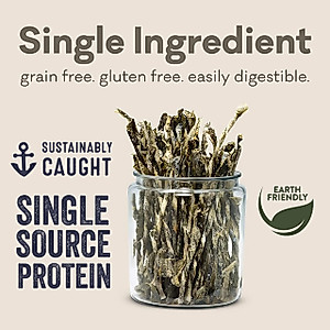 Polkadog Cod Skins Dog Treat - Lean Protein, Made in USA, Single-Ingredient, Grain & Gluten Free, for All Breeds - Crunchy Fish Skin Treat for Teeth Health, 12oz Shorties