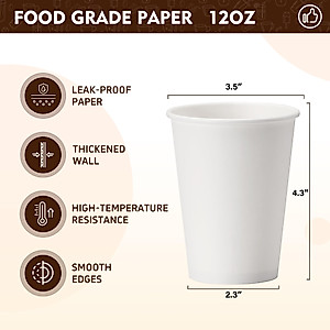 YEEHAW [12 oz 300 pack] Coffee Cups, White Disposable Paper Cups, To Go Hot Cups for Coffee, Hot Liquid, Chocolate, Juice, Tea, Hot/Cold Beverage Drinking Cup, Ideal for Cafes, Bistros, Businesses