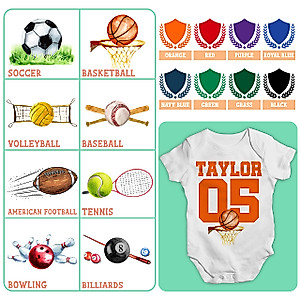 Personalized Sports Baby Onesie for Boy - 8 Designs & Colors Customized Baseball Girl Outfits Gifts Custom Sport Bodysuit Babies Newborn 6 12 18 24 Month Gift Shower C1, White