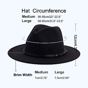 Wide Brim Fedora Hats for Women and Men Classic Felt Panama Hat Men's Two Tone Dress Hat with Belt Buckle