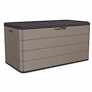 ADDOK Resin Deck Box Outdoor Waterproof Storage Box with Seat for Patio Furniture,Toys,Garden Tools and Home Accessories (Brown)