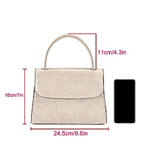 CHIC DIARY Small Tote Bag for Women Pu Leather Fashion Top Handle Crossbody Clutch Purse Handbag with Adjustable Shoulder Strap (Beige)