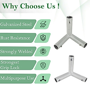 SIMOND STORE Canopy Fitting Kit - 4 Pcs 3 Way Carport Connectors 1-3/8" (Id) Fit with 1-5/16 Inch (OD) of Pipes & Poles - Low Peak Frame Canopy Couplers Joints for Shelter Deck Shed Frame