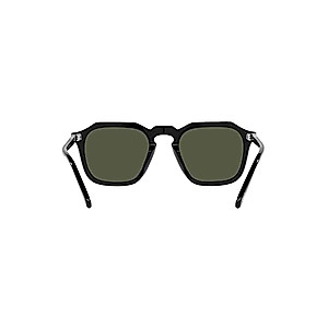 Persol PO3292S Square Sunglasses, Black/Green, 50 mm