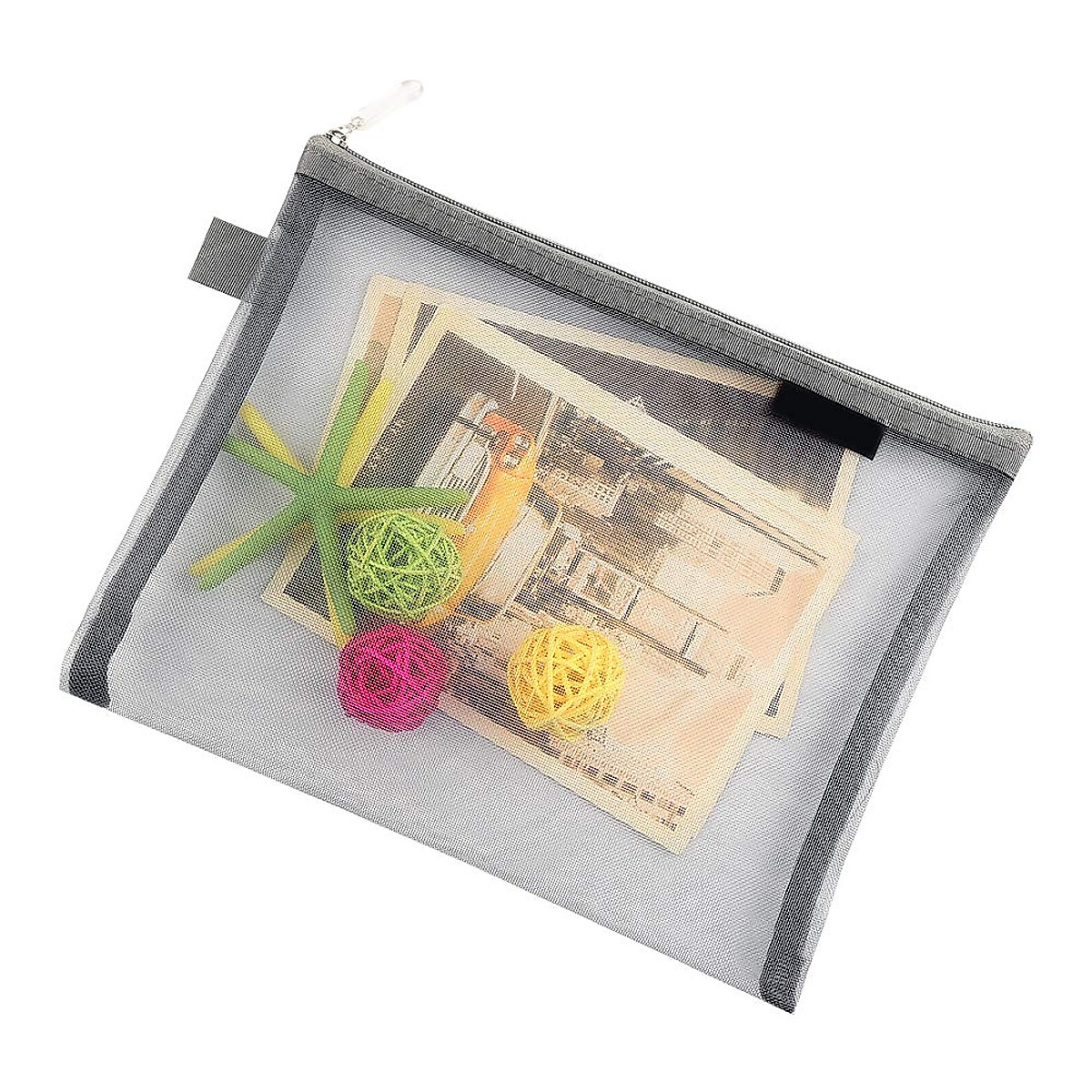 Topfinder Clear Cosmetic Bags Zip Makeup Mesh Bags Pencil Case Pouch Travel Toiletry Kit Set Storage Case ((6A+5A)*3 Grey)