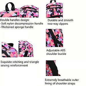 pdghiue Geometric Print 3-Piece Backpack Set Aesthetic (Backpack + Lunch Bag + Pencil Case) - High Density Nylon Fabric, Spacious, Eco-friendly