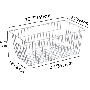 blitzlabs Wire Storage Basket Freezer Organizer Bins Metal Wire Baskets Wire Organizer Storage Baskets for Kitchen, Cabinets, Pantry, Freezer, BathroomSet of 3
