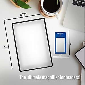 MagniPros Premium 3X (300%) Page Magnifying Lens with 3 Bonus Bookmark Magnifiers for Reading Small Prints, Low Vision Aids & Solar Projects