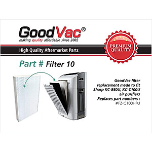 GOODVAC HEPA Filter with 2 Carbon Prefilters to fit Sharp FZ-C100HFU KC-850U