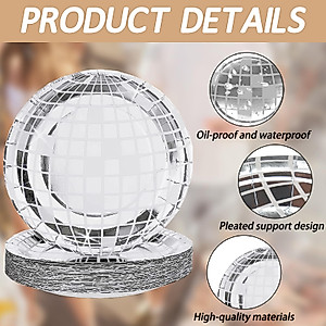 FunisFun Disco Plates 25P Disposable Disco Ball Plates for 70s Disco Party Decorations Wedding Birthday Bachelorette Party 7"