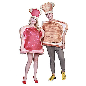 EraSpooky Couple Halloween Costume Bread Slices Peanut Butter and Jelly Adults Cosplay Party Funny Food Mascot (Only a Pair of Hats)