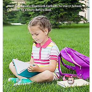 AMAFACE Bluetooth Earbuds - Pink Wireless Kids Earbuds - as a Gift for Kids to use at School 36 Hours Playtime Cordless Girls Earbuds USB-C LED - Cartoon Kids Headphones - for iPhone Android