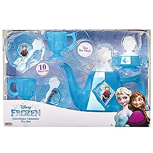 Disney Frozen Tea Set for Girls - 10 Piece Tea Party Set - Pretend Tea Time Play Kitchen Toy, Blue