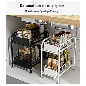 MADELL Sinks Under Sink Organizers,Kitchen Cabinet Organization,Multi-Purpose Organizer and Storage for Kitchen Countertop Bathroom Cabinet/Black