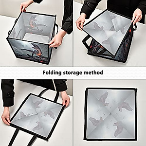 KEEPREAL 3d Tyrannosaurus Rex Cube Storage Bin with Handles, Large Collapsible Organizer Storage Basket for Home Decorative(1Pack,13 x 13 x 13 in)