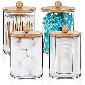 SGHUO 4 Pack 10oz Qtip Holder High Bathroom Organizer Set