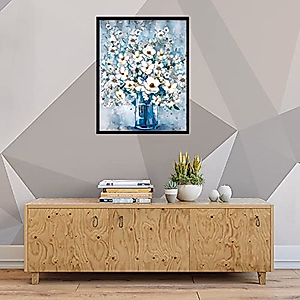 BOMUVI Paint by Numbers for Adults Beginner Paint by Numbers for Adults Flower DIY Paint by Number Kits Acrylic Painting White Flower Paint by Number Kits on Canvas Home Decor Gift for Adults 16x20 In