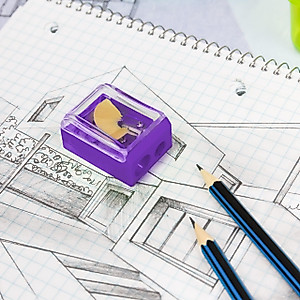 BAZIC Products Dual Blades Square Sharpener w/Receptacle (4/Pack), Red/Green/Blue/Black