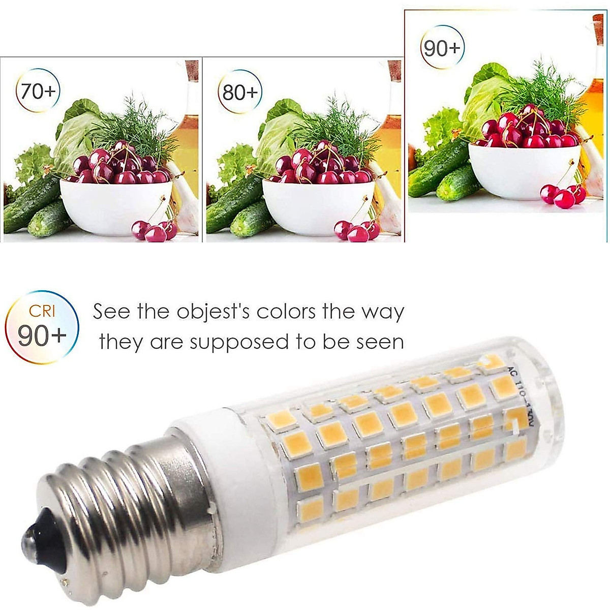 8206232A E17 LED, Dimmable E17 Led Bulb, 8W 75W Equivalent,850LM, 110V 120V 130V,Intermediate Base, for Ceiling Fan, Microwave Oven Lighting,2-Pack (E17-Warm White)