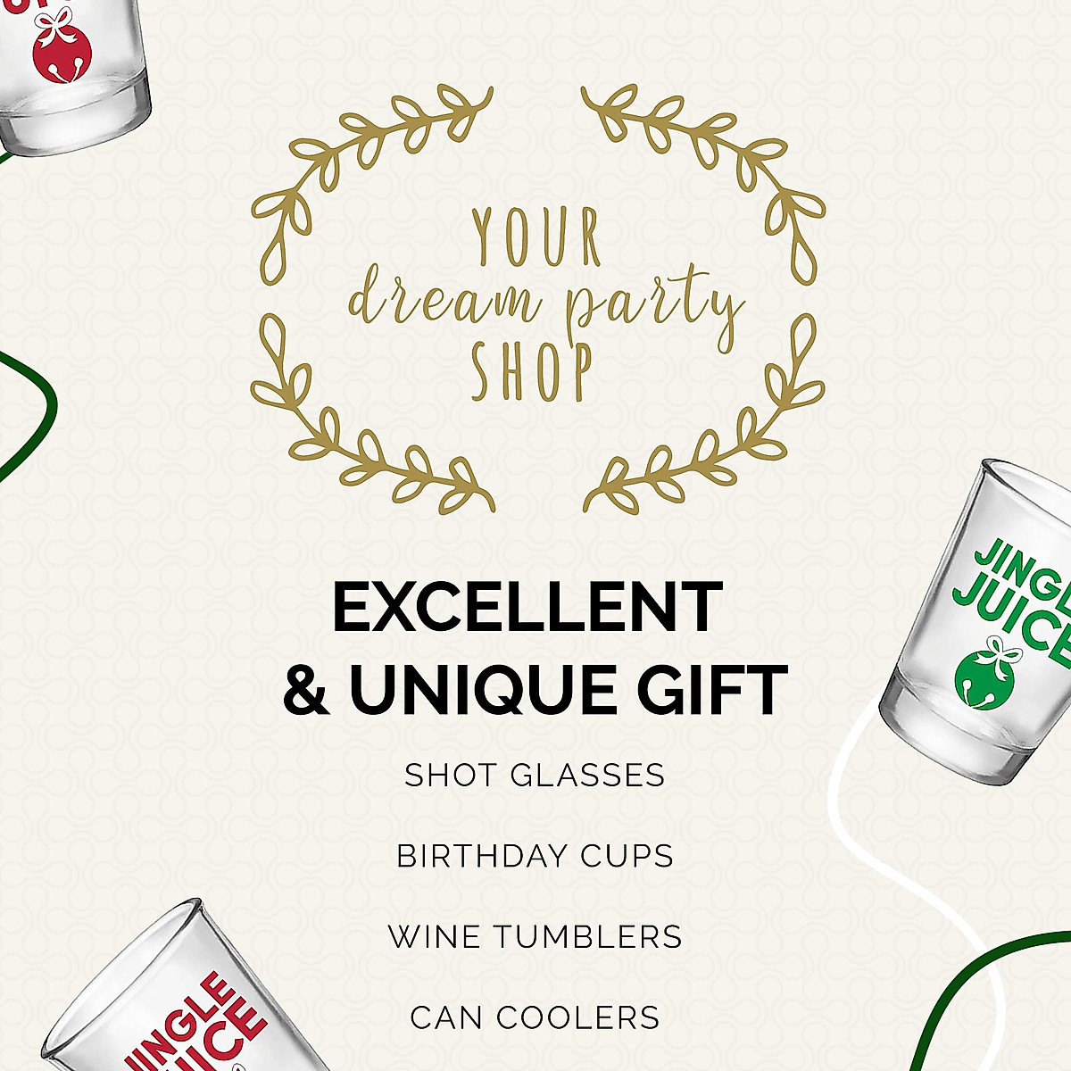 Let's Get Elfed Up - Green Christmas Shot Glasses - Set of 12 Glass Party Shot Cups with Double-Sided Prints - Holiday Cocktail Glasses for Drinking Liquor, Tequila, Vodka